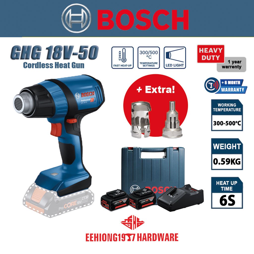 BOSCH GHG 18V-50 Professional 18V Cordless Heat Gun Hot Air Gun ...