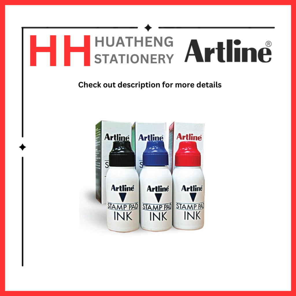 ARTLINE STAMP PAD INK 50cc / 50ml Black Blue Red | Shopee Malaysia