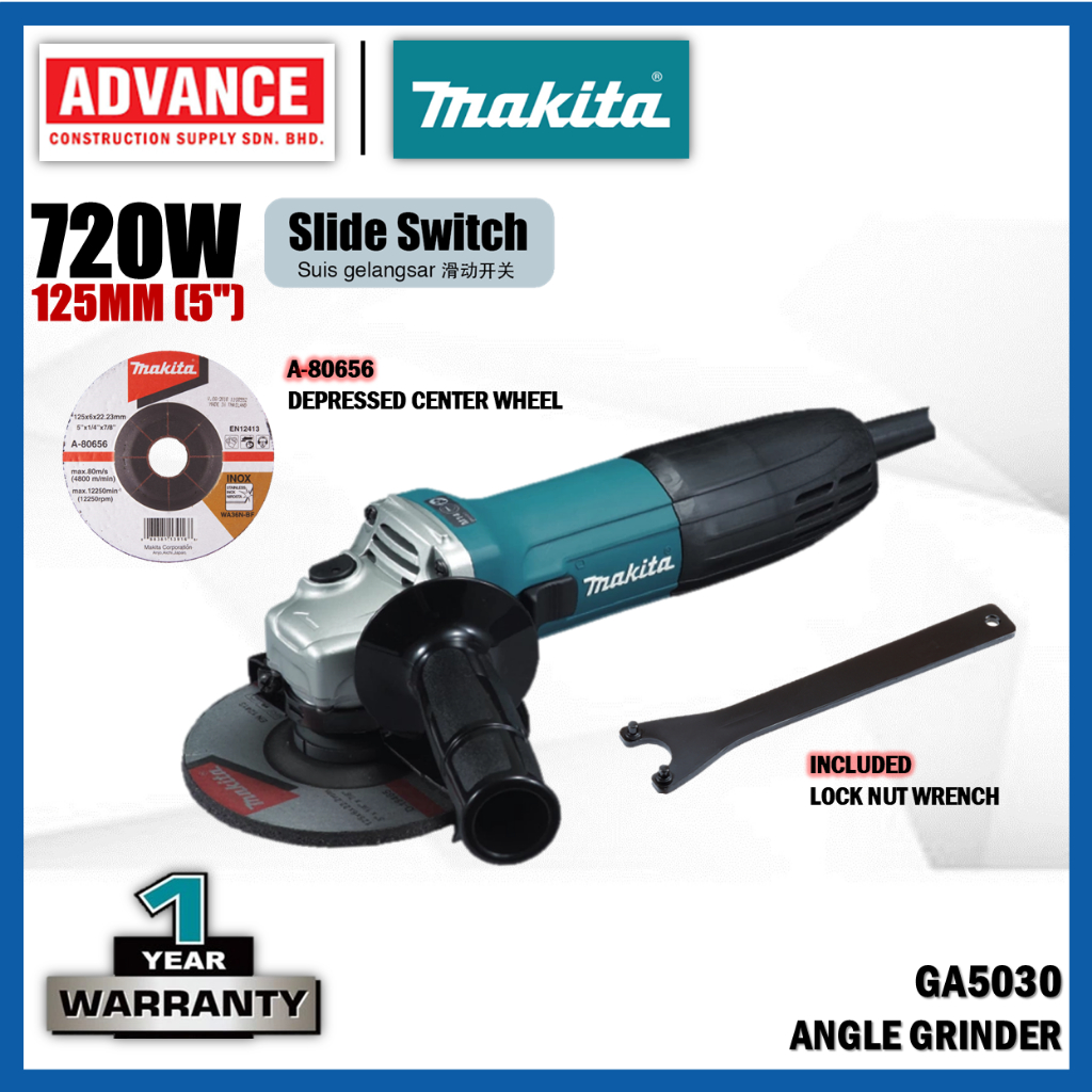 MAKITA GA5030 Angle Grinder 125MM (5") ( Slide Switch ) | Shopee Malaysia
