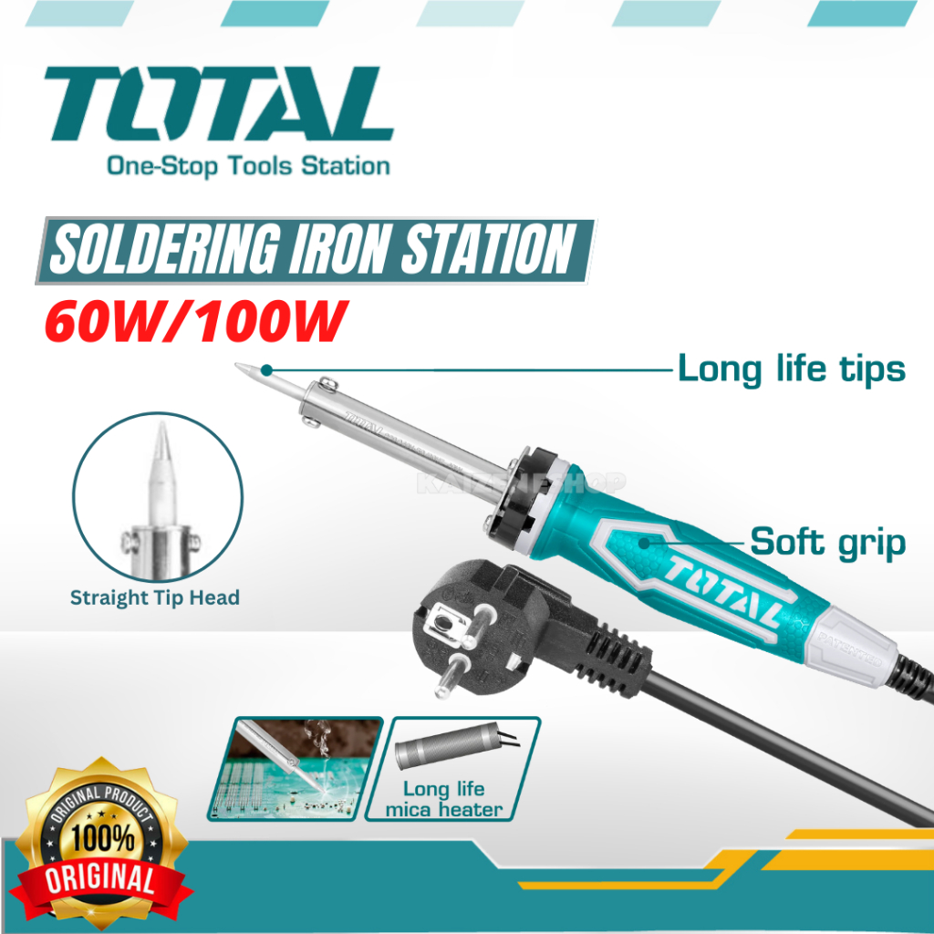 TOTAL TET1606 (60W) / TET10006 (100W) Soldering Iron Station - Straight ...
