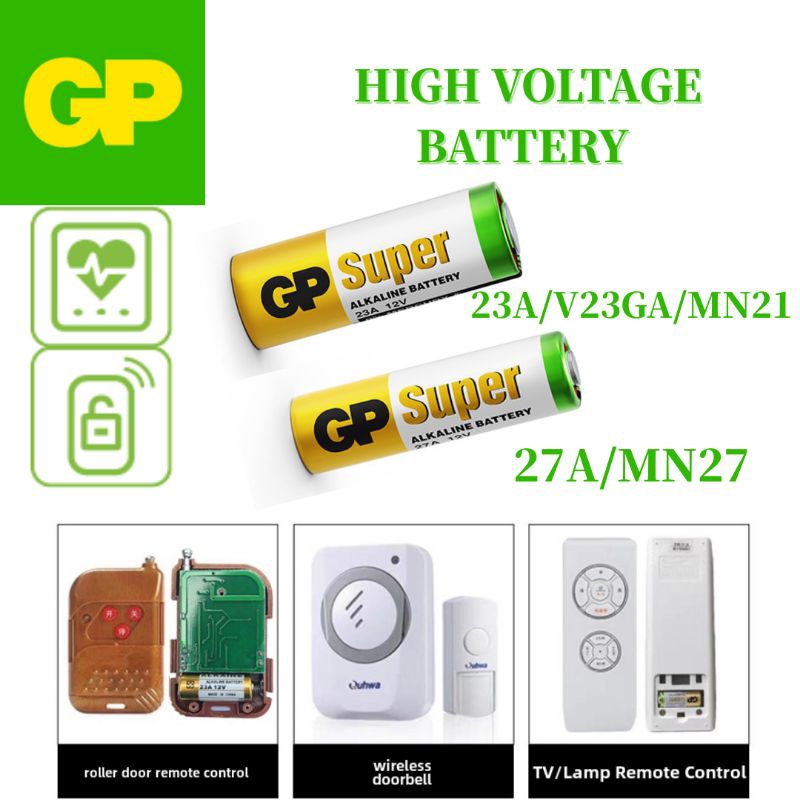 [ORIGINAL] GP Super 23A 27A 12V High Voltage Alkaline Battery Batteries (GP23A/GP27A) Car Remote ...