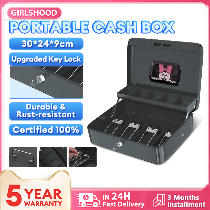 Cash Box with lock cash security cash drawer storage box steel safe ...
