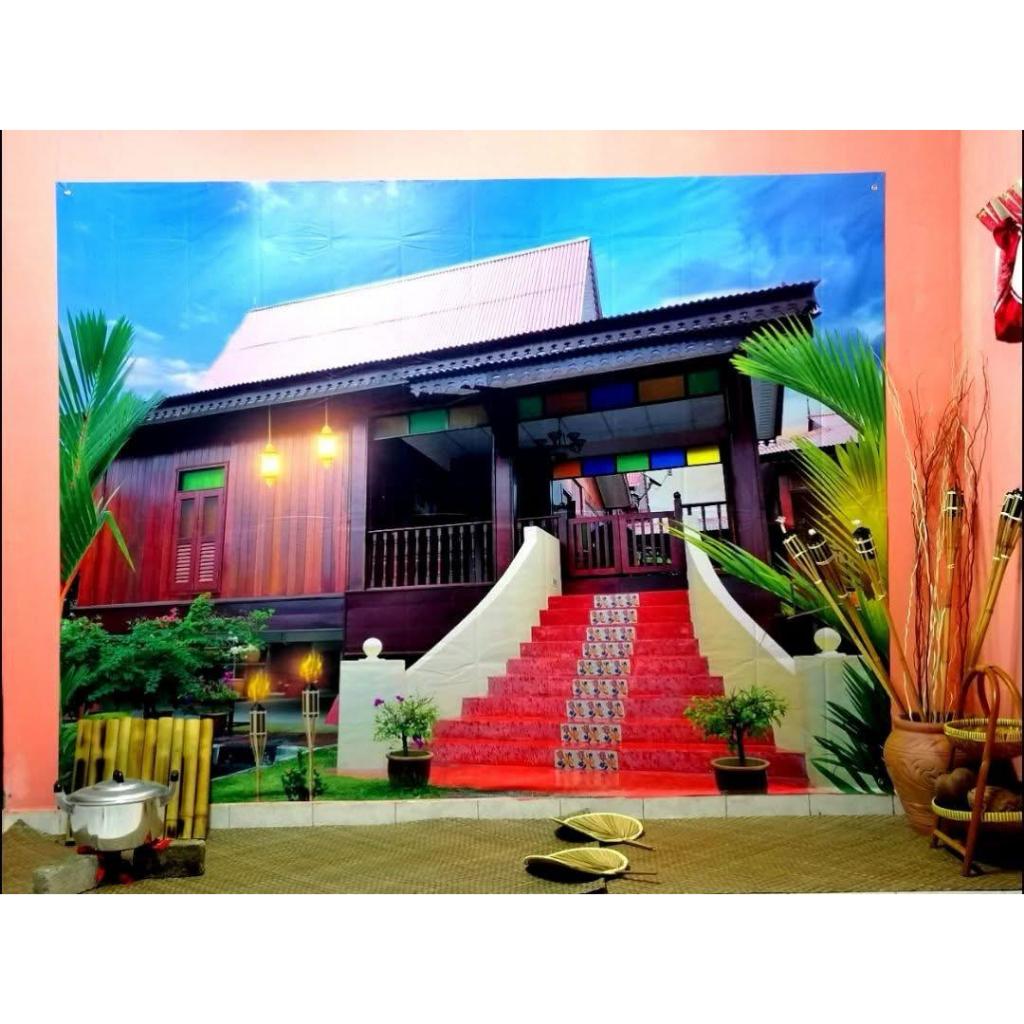 {Part 1} BACKDROP RUMAH KAMPUNG/KLASIK SESUAI BERGAMBAR HARI RAYA ...