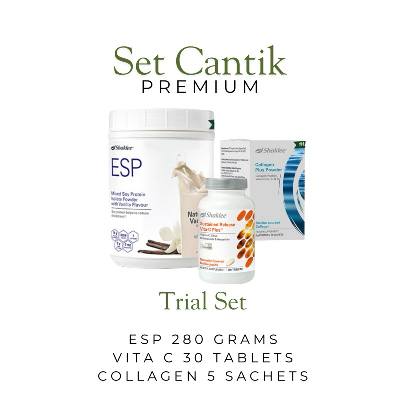 Shaklee Set Cantik Premium (ESP + Collagen + Vit C) Trial/Fullsize ...