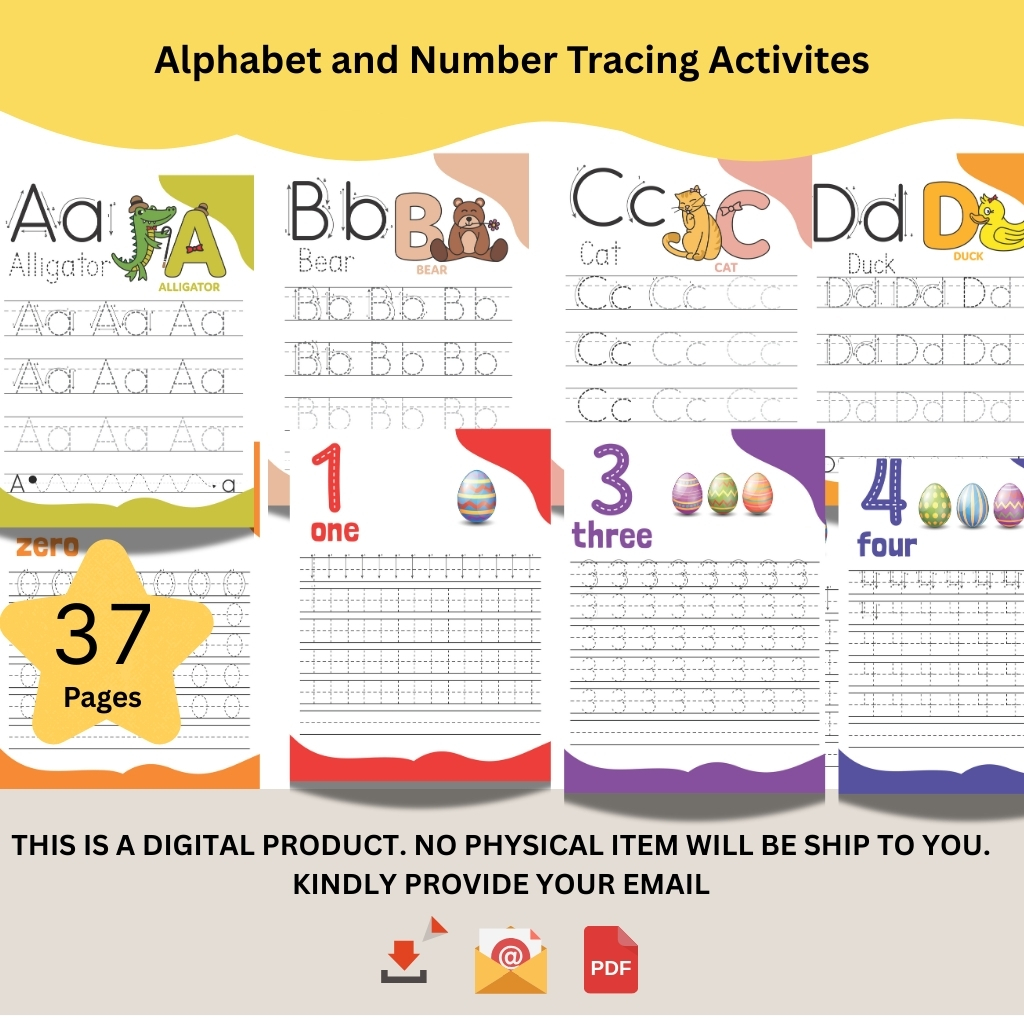 Printable Alphabet A-Z Letter Writing Worksheet and Number 0-10 Buku ...