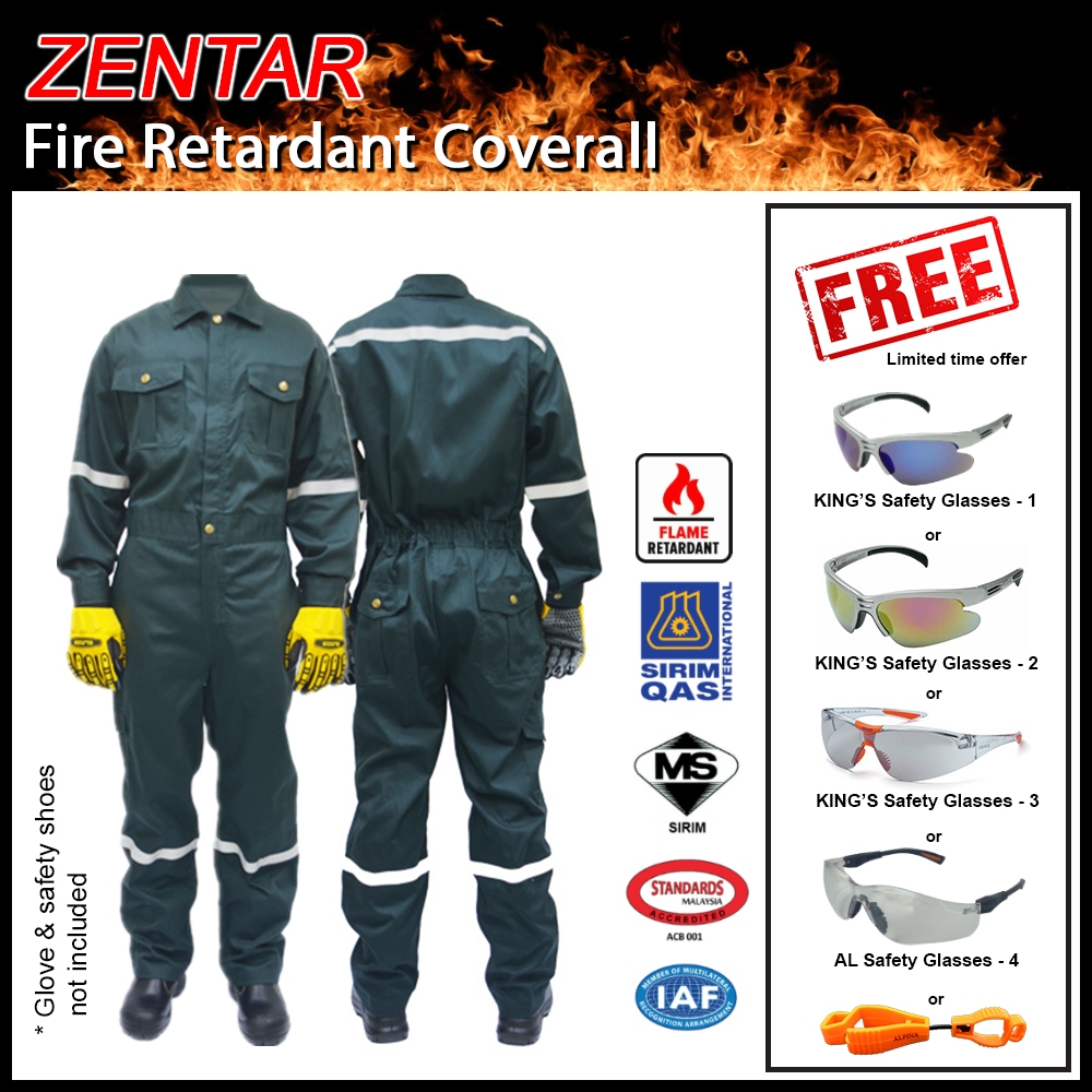 ZENTAR SIRIM DOSH Approved Dark Green Fire Retardant Coverall | FRC ...