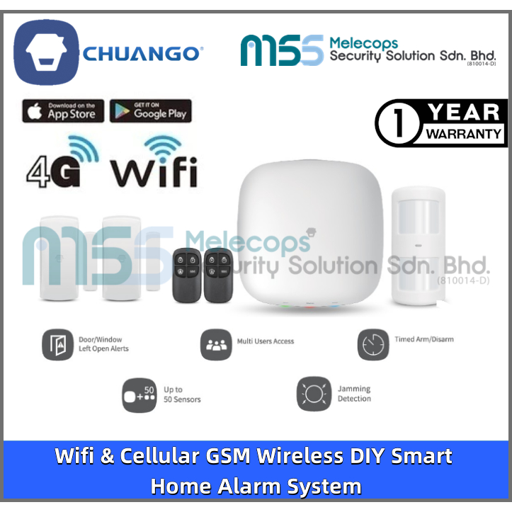 CHUANGO LTE-400 Wifi & Cellular GSM Wireless DIY Smart Home Alarm ...