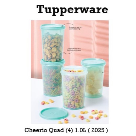 Tupperware Cheerio Quad (4) 1.0L NEW COLOR or Compact Canister with ...