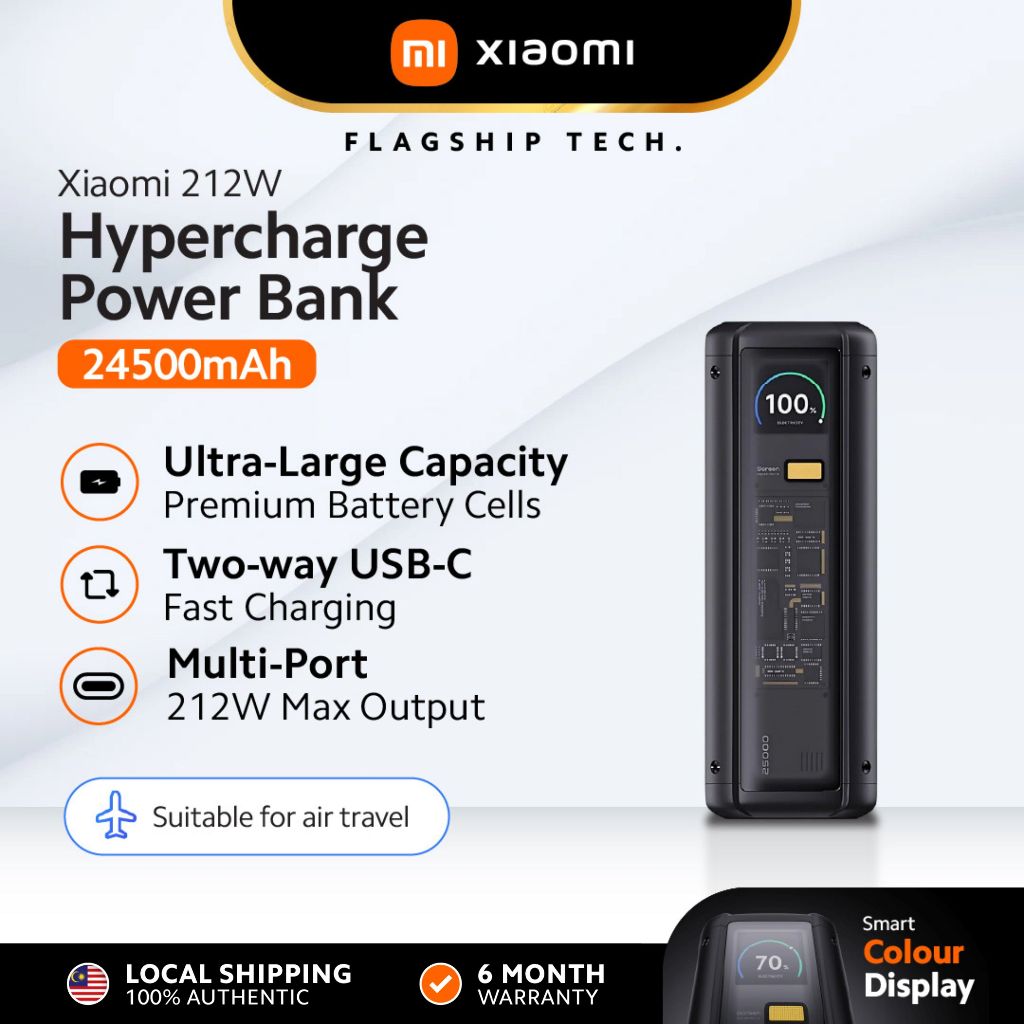 Xiaomi 212W Hypercharge Power Bank 24500mAh | High-Power Fast Charging | 89Wh Battery Capacity ...
