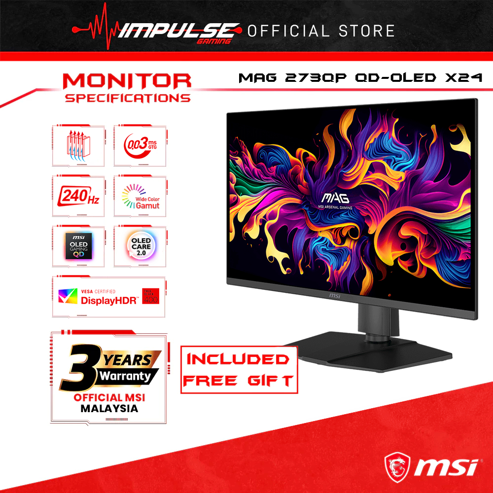 MSI MAG Series Gaming Monitor MAG 273QP QD-OLED X24 Gaming Monitor ...