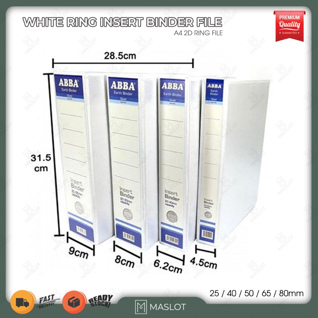 ABBA 2D Ring File Insert Binder PUTIH A4 Size | FAIL PUTIH SEKOLAH ...