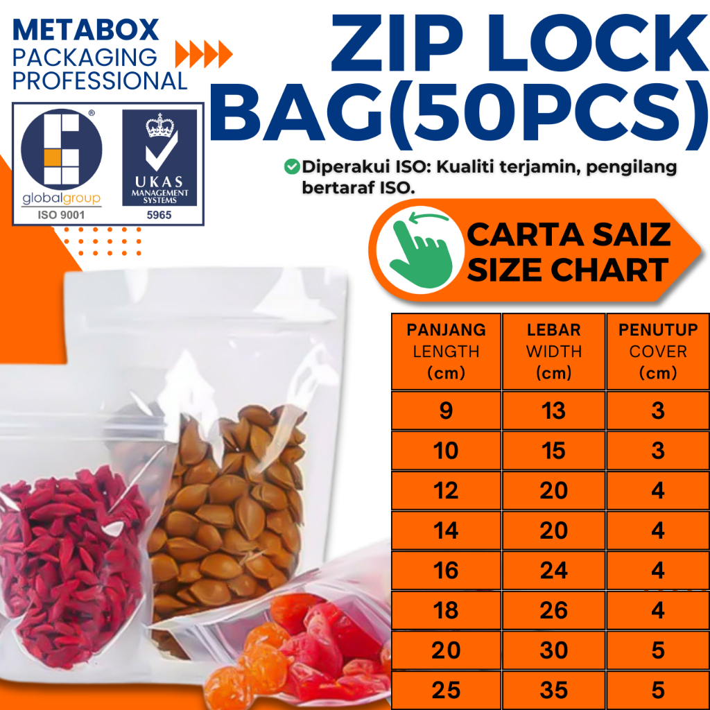 Metabox Transparent Zip Lock Plastic Bag Ziplock Storage Bag Plastik Kedap Udara Cookies Packing ...