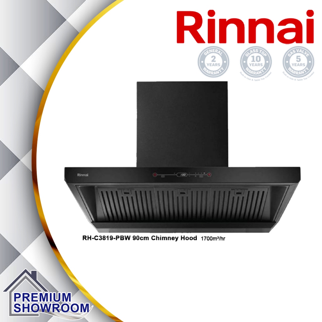 Rinnai RH-C3819-PBW 90cm Chimney Hood 1700m³/hr Suction Power | Shopee Malaysia