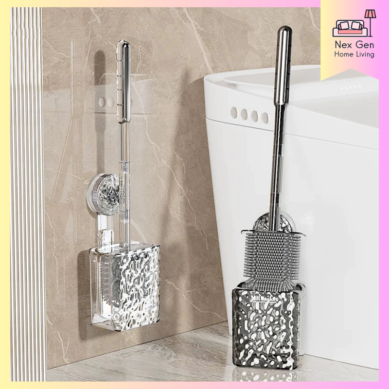 Toilet Bowl Brush Suction Cup Toilet Brush With Holder No Drilling ...