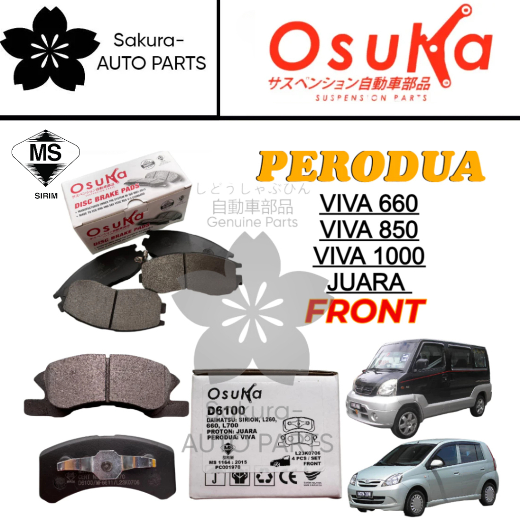 OSUKA Front Brake Pad Perodua Viva 660 850 1.0, Proton Juara Buatan ...