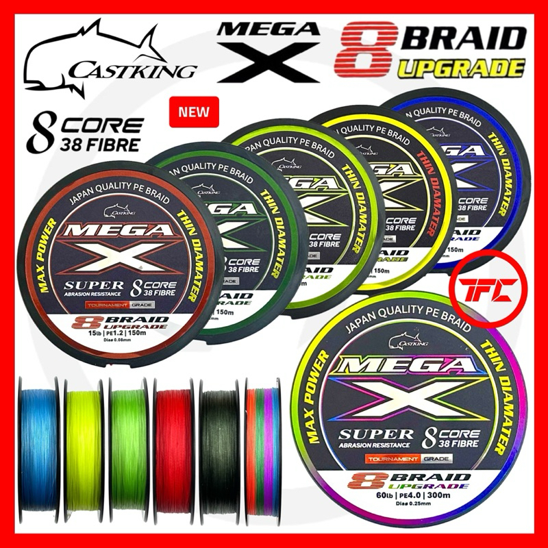 CASTKING MEGA-X 8 Braid Upgrade PE Braided Line 150m 300m X8 8X Casting Jigging Bottom MegaX XOL ...