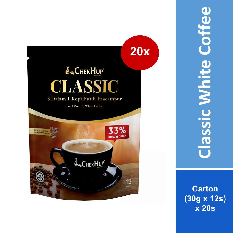 [Carton of 20] Chek Hup 3 in 1 Classic White Coffee 37g x 12s | Shopee ...