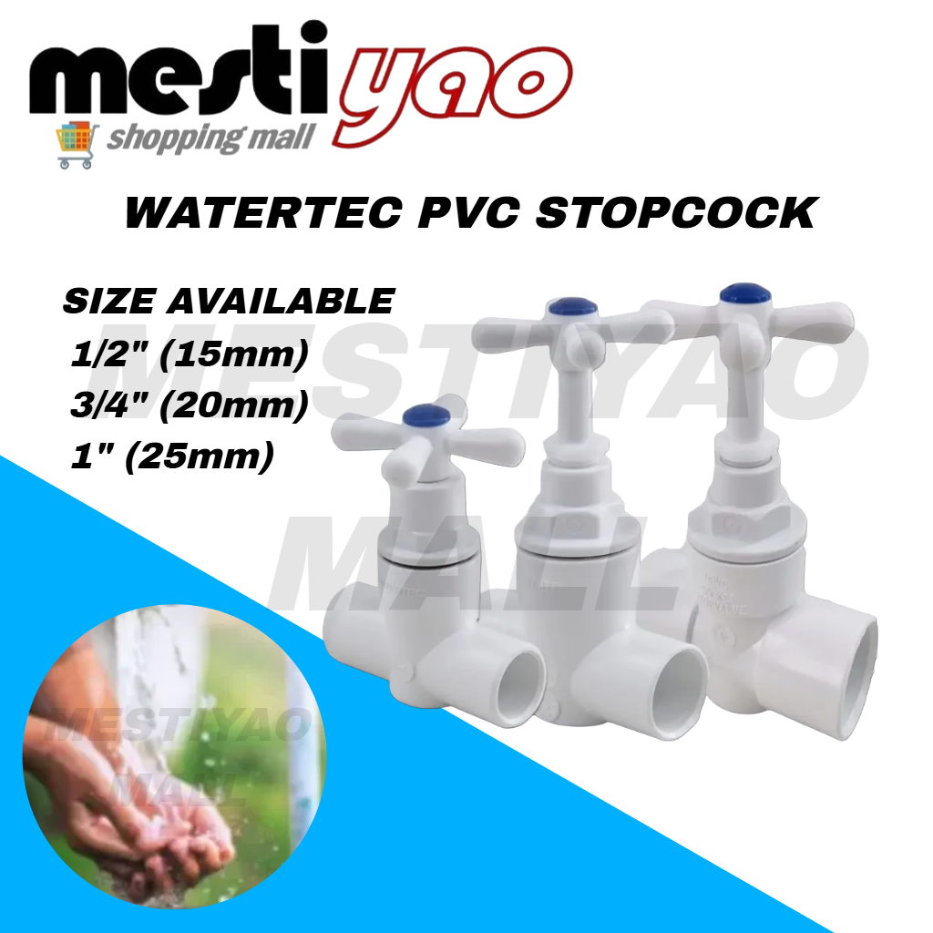 Watertec 1/2” 3/4” 1” PVC Stopcock/Stop Valve/Injap Stopcock | Shopee ...