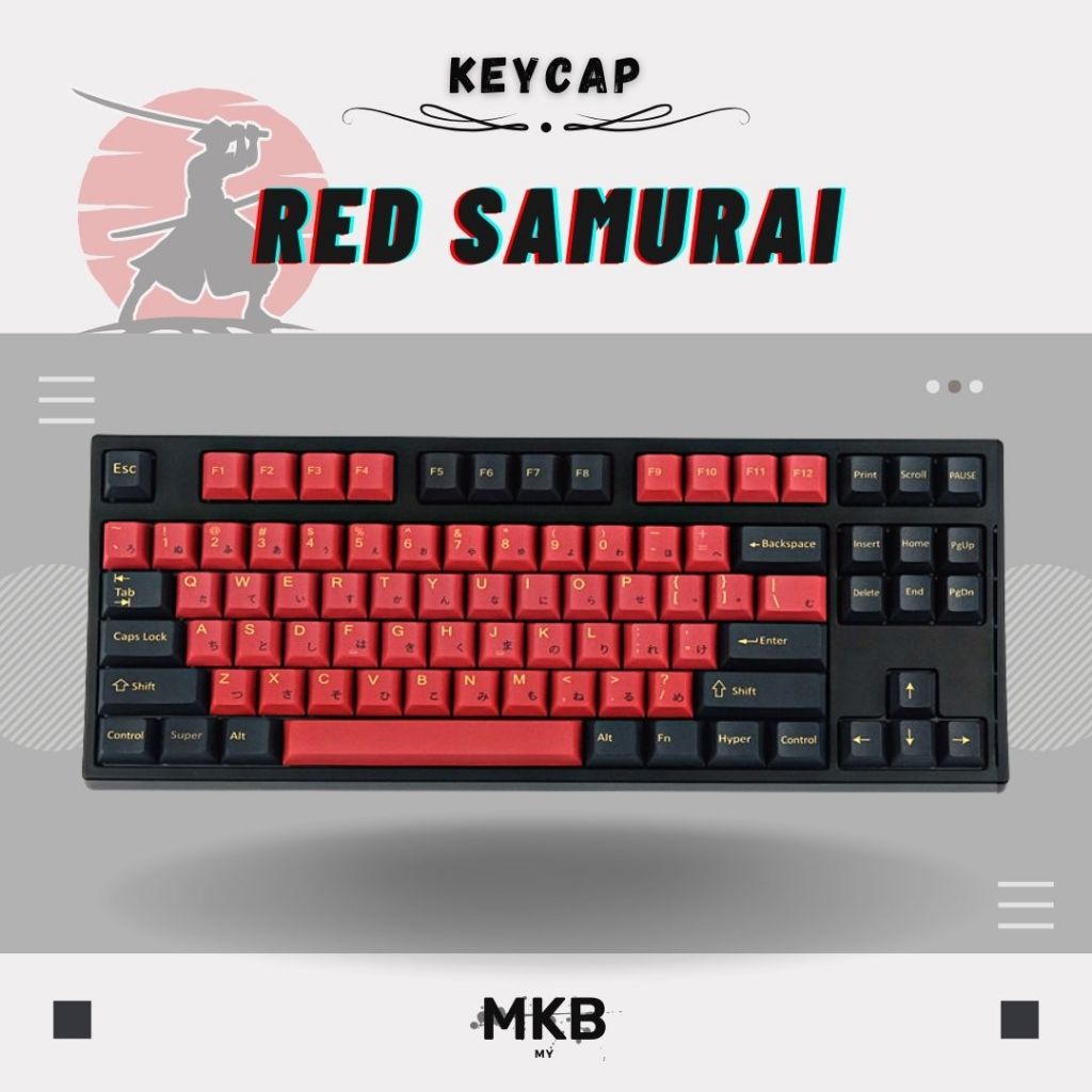MKB Red Samurai PBT Cherry Profile Keycap Set for Mechanical Keyboard | Shopee Malaysia