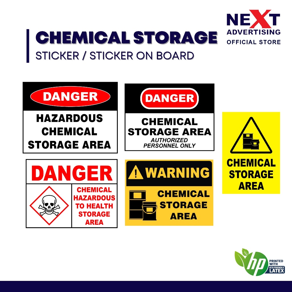 Danger Chemical Storage Area Warning Signage | Sticker or Sticker on ...
