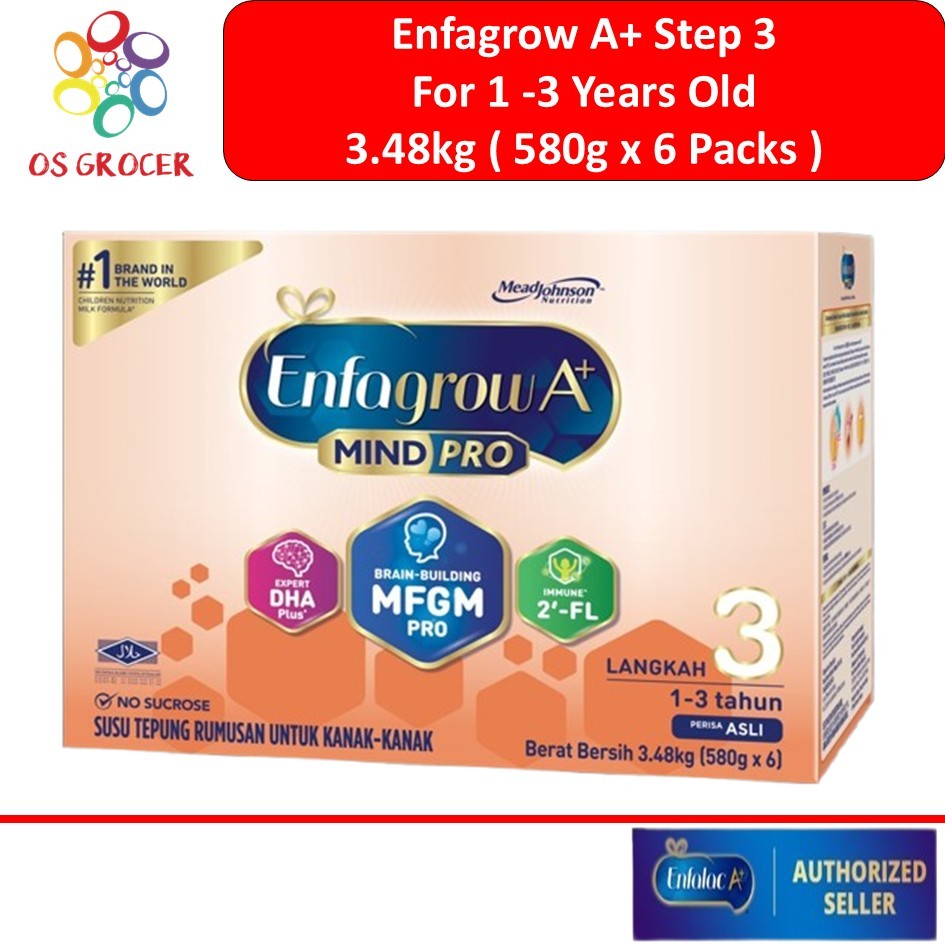 Enfagrow A+ Step 3 For 1 To 3 Years Old 3.48kg (580g x 6 Packs ...