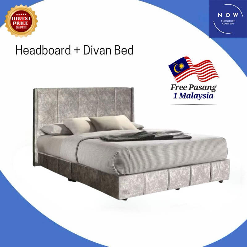 FREE INSTALL Katil Murah Queen Size Bed Frame Headboard Divan King Size ...