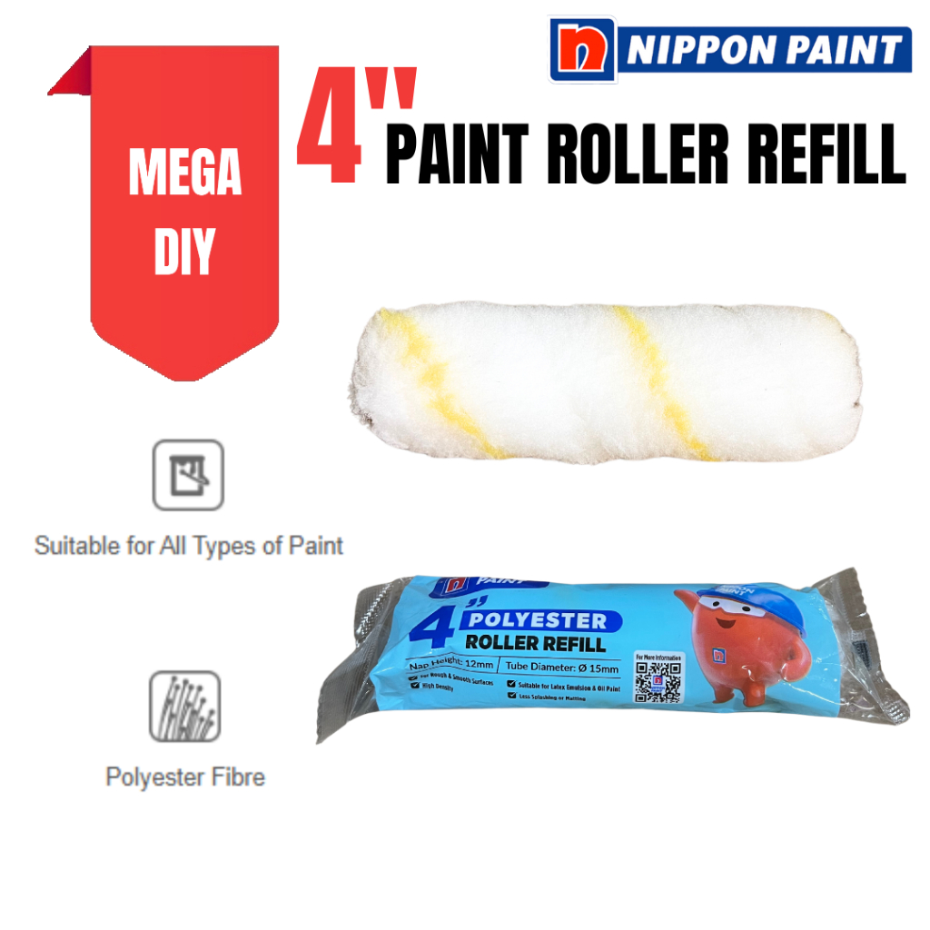 NIPPON PAINT 4" POLYESTER Roller Refill 4" Paint Roller Refill Berus ...