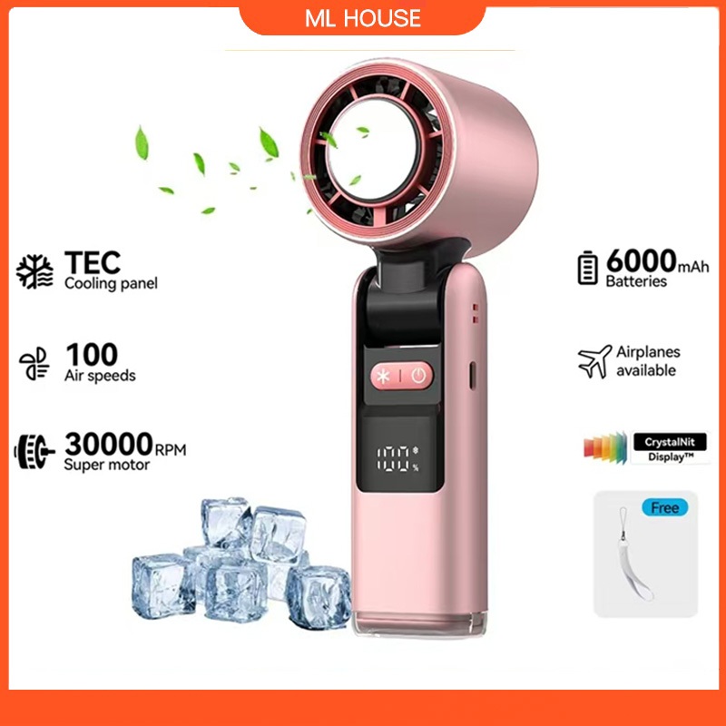 6000mAh Portable Handheld Turbo Cooling Fan 100 Wind Speeds Adjustable ...