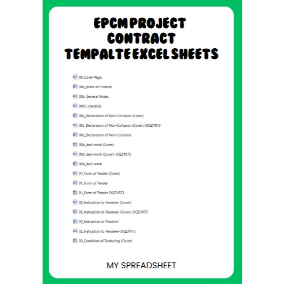 EPCM Engineering Procurement Construction Management Project Contract Template Excel Sheets ...