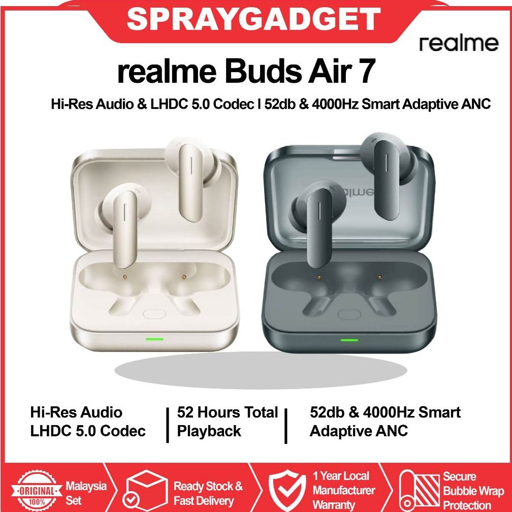 realme Buds Air 7 | Hi-Res Audio & LHDC 5.0 Codec | 52dB & 4000Hz Smart Adaptive ANC🎁realme ...