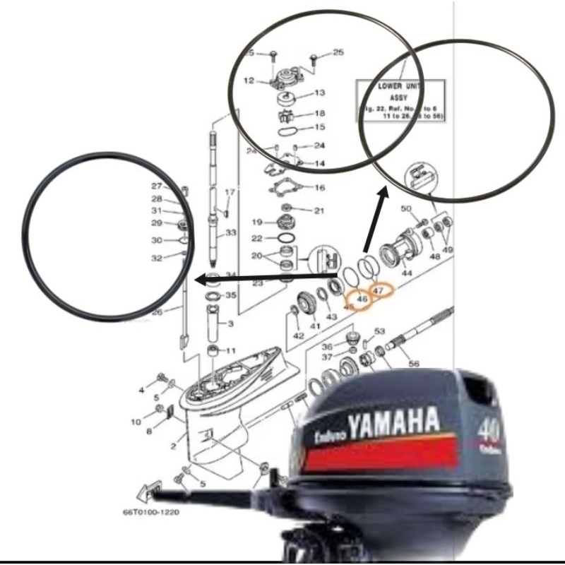 YAMAHA OBM 40HP (E40X/BULAT)Oring Cap Lower casing 93210-74MG5 # 2 ...