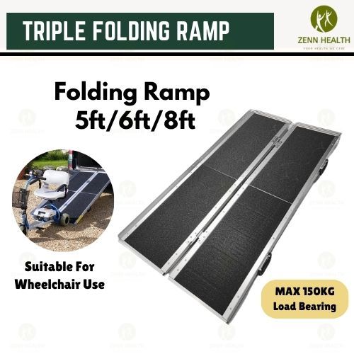 Lightweight Triple Folding Wheelchair Ramp Portable Ramp Multi-Purpose ...