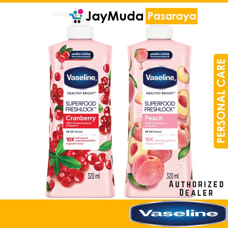 Vaseline Superfood Fresh Lock Body Lotion 320ml Cranberry Peach Healthy Bright UV Protect ...