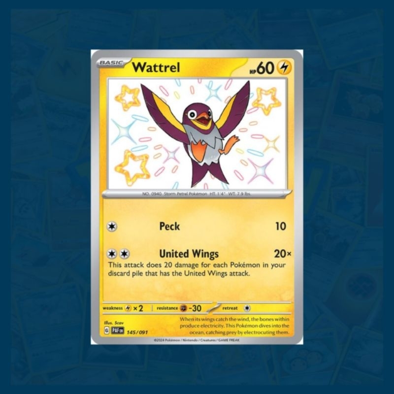Wattrel (145/091) Shiny Rare | Paldean Fates | Pokemon TCG Card ...