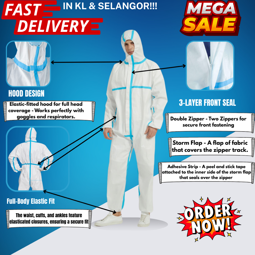 Medical PPE Coverall Suit Frontliner Spec Jumpsuit Waterproof Virus ...