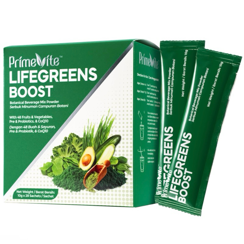 PrimeVite Lifegreen Boost Botanical Beverage Mix Powder (28 Sachets ...