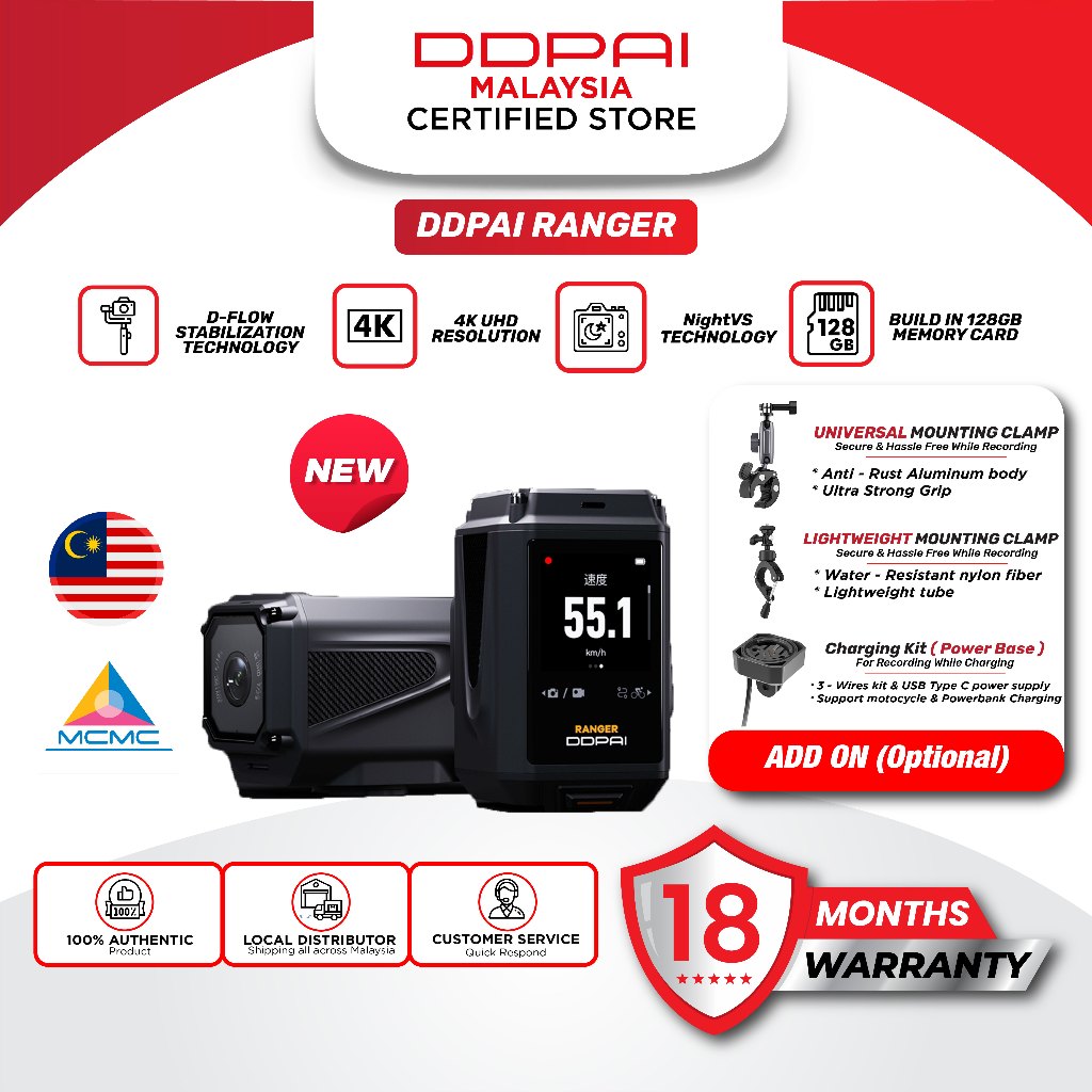(NEW) DDPAI RANGER Riding Camera, 4K HD riding camera, action camera ...