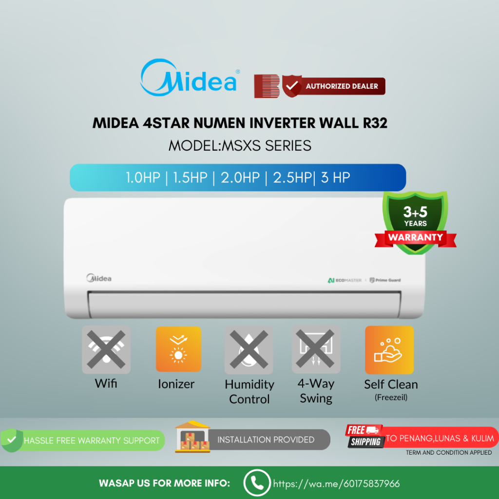 MIDEA WALL MOUNTED XTREME SAVE INVERTER R32-MSXS SERIES | Shopee Malaysia