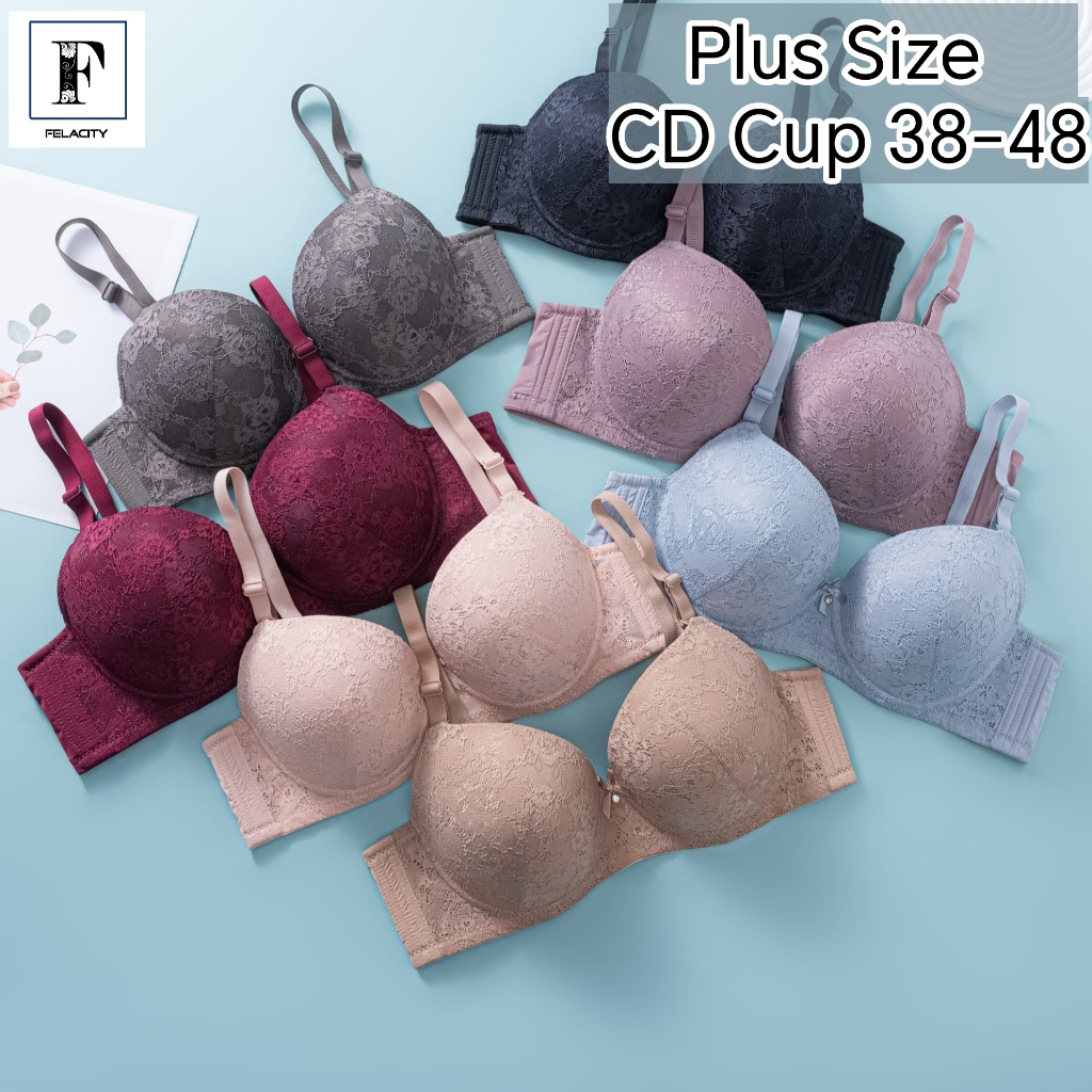 Bra Women Wired Lace Plus Size Baju Dalam Wanita Berwayar Renda Saiz ...