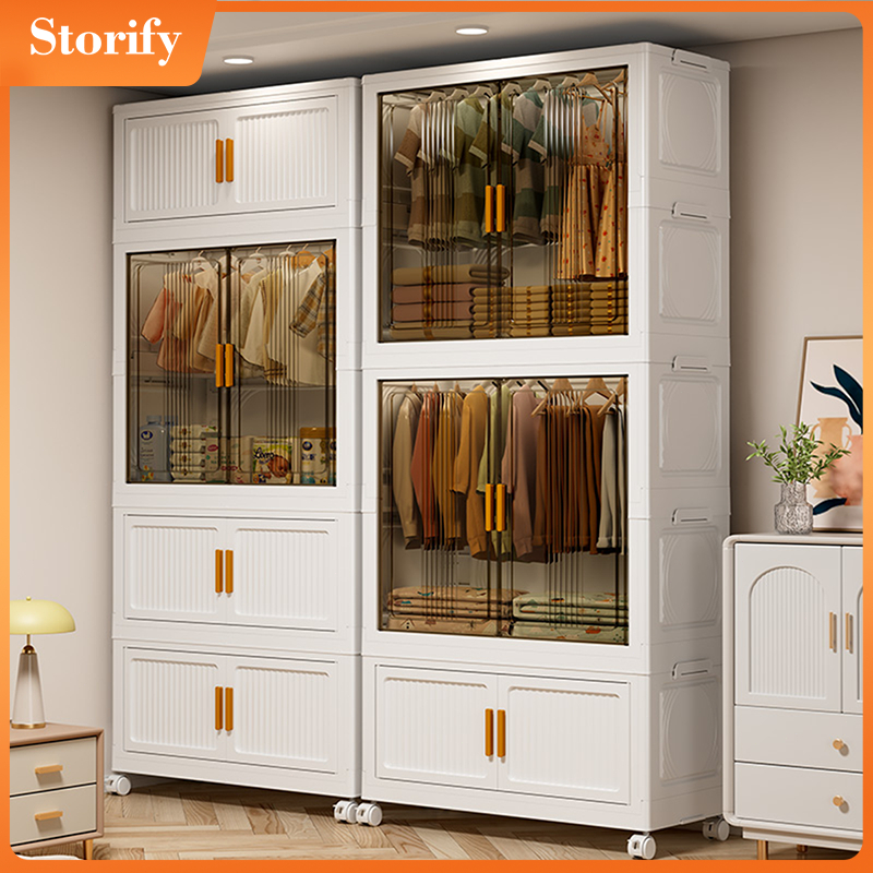 Storage Multipurpose Folding Stackable Storage Cabinet Cabinet Wardrobe ...