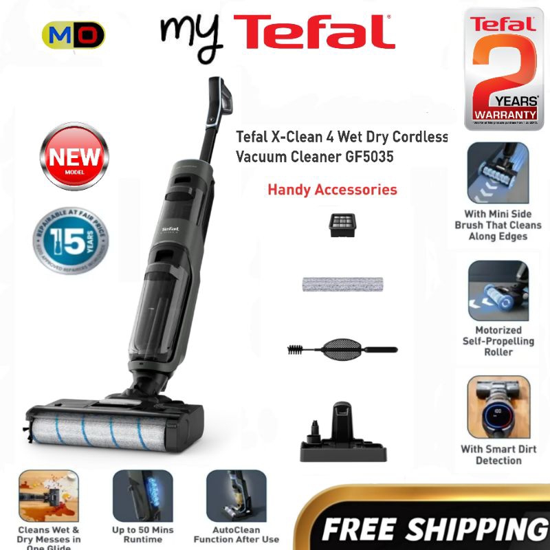 Tefal X-Clean 4 Floor Washer Cordless Vacuum Cleaner GF5035 Wet & Dry 2 ...