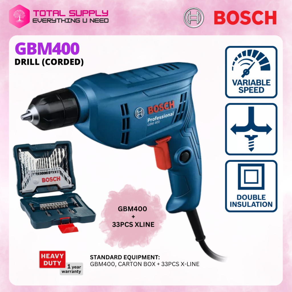 BOSCH GBM400 PROFESSIONAL CORDED ROTARY DRILL 10MM | 400W | 2800RPM ...