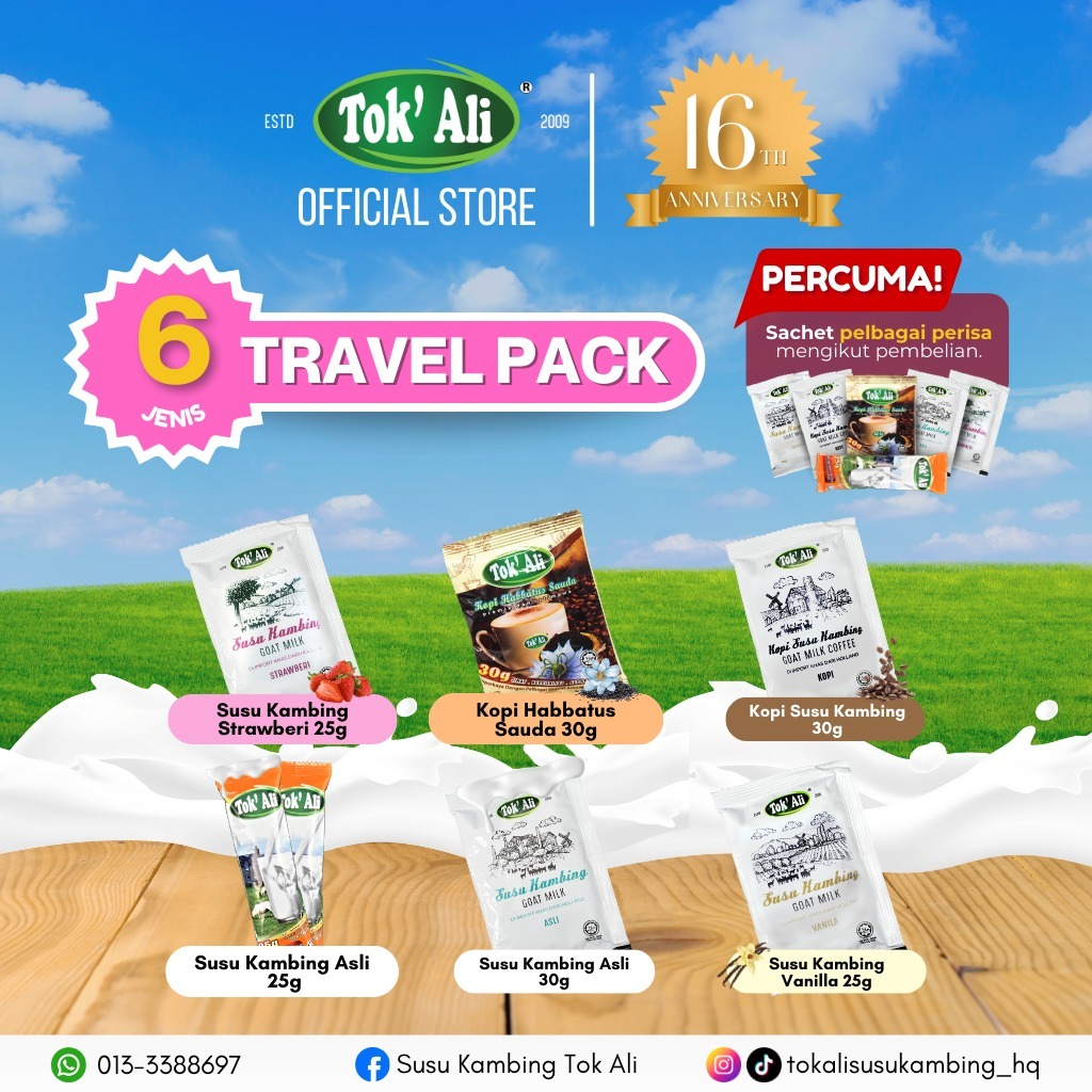 TOK' ALI SUSU KAMBING (ASLI, STRAWBERI, VANILA, KOPI HABBATUS SAUDA, KOPI SUSU KAMBING) 500g ...