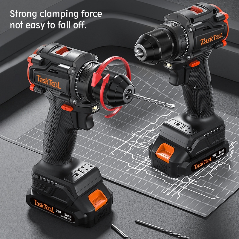 TASKTOOL Drill Cordless Drill Hammer Drill Batteri Cordless Impact Dril ...