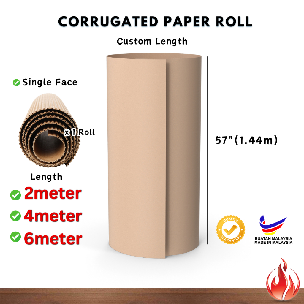 Corrugated Single Face Paper Roll (1.44m x 2m/4m/6m) | Floor Wrap ...