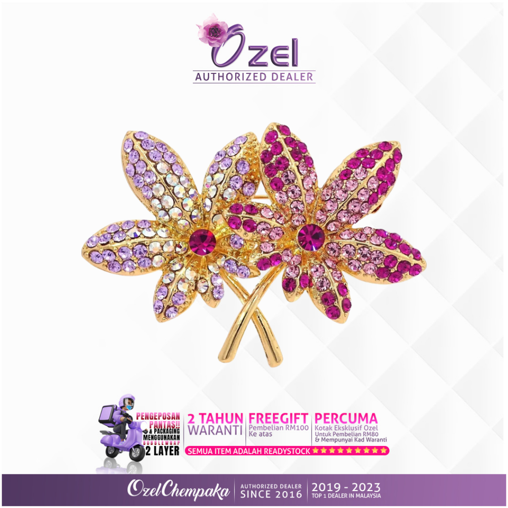 𝗦𝘁𝗼𝗸 𝗧𝗲𝗿𝘀𝗲𝗱𝗶𝗮 Ozel Chempaka Kerongsang Bahu B483 Bunga Pokok Maple ...
