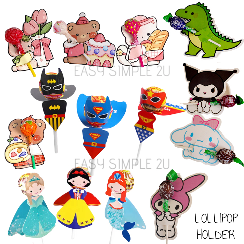 DIY Heroes Princess Lollipop Holder Tag Lolly Pop Candy Decor Card ...