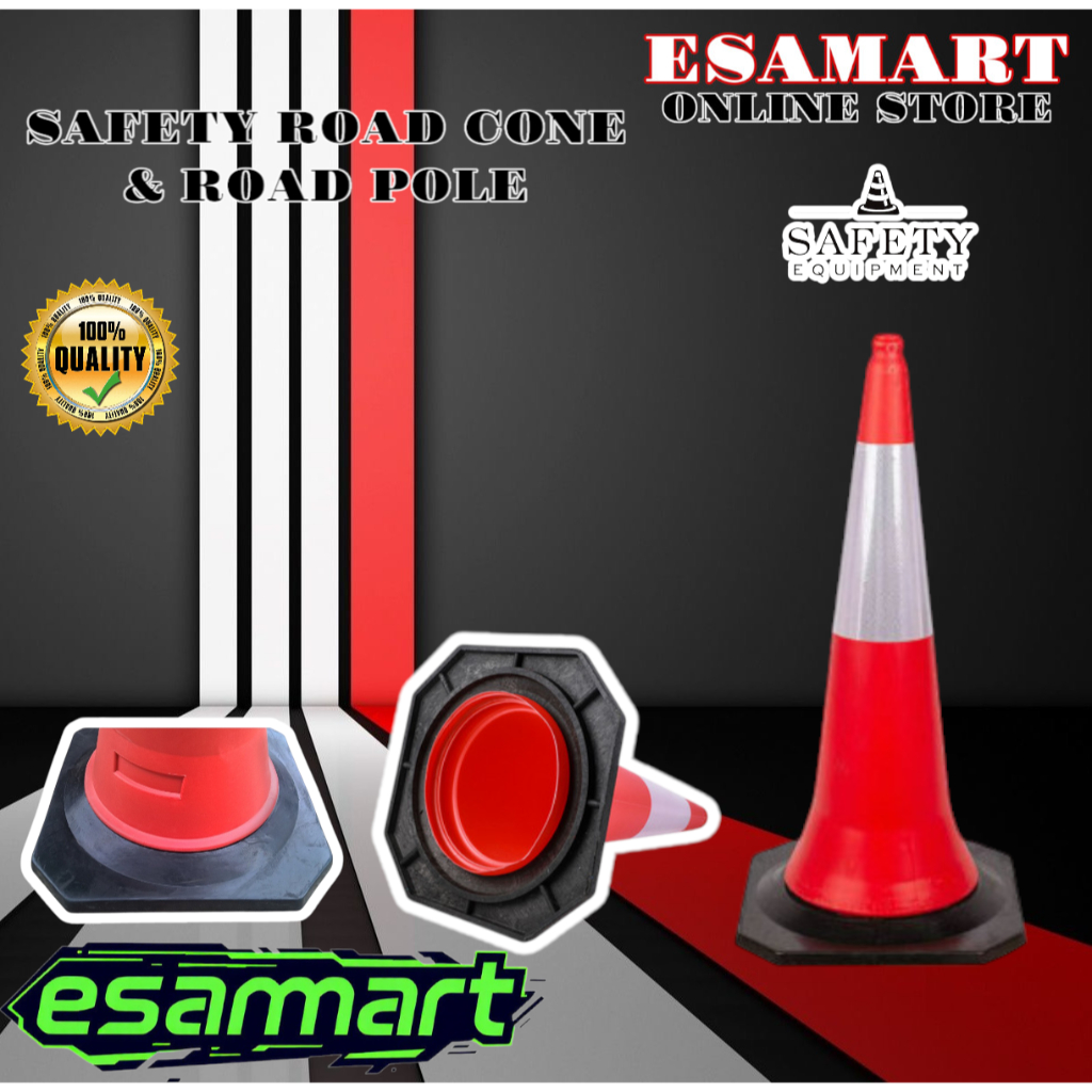 75cm/30" Portable Reflective Heavy Base Safety Cone Traffic Parking ...