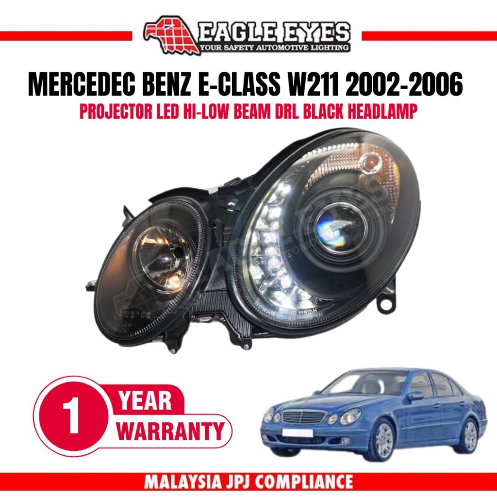 MERCEDEC BENZ E-CLASS W211 2002-2006 PROJECTOR LED HI-LOW BEAM DRL ...