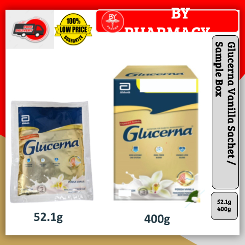 GLUCERNA TRIPLE CARE NUTRITION VANILLA SACHET 52.1G/ 400G SAMPLE BOX ...